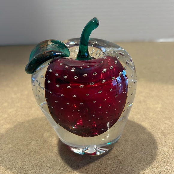 Murano | Accents | Blown Murano Style Glass Apple With Strawberry ...